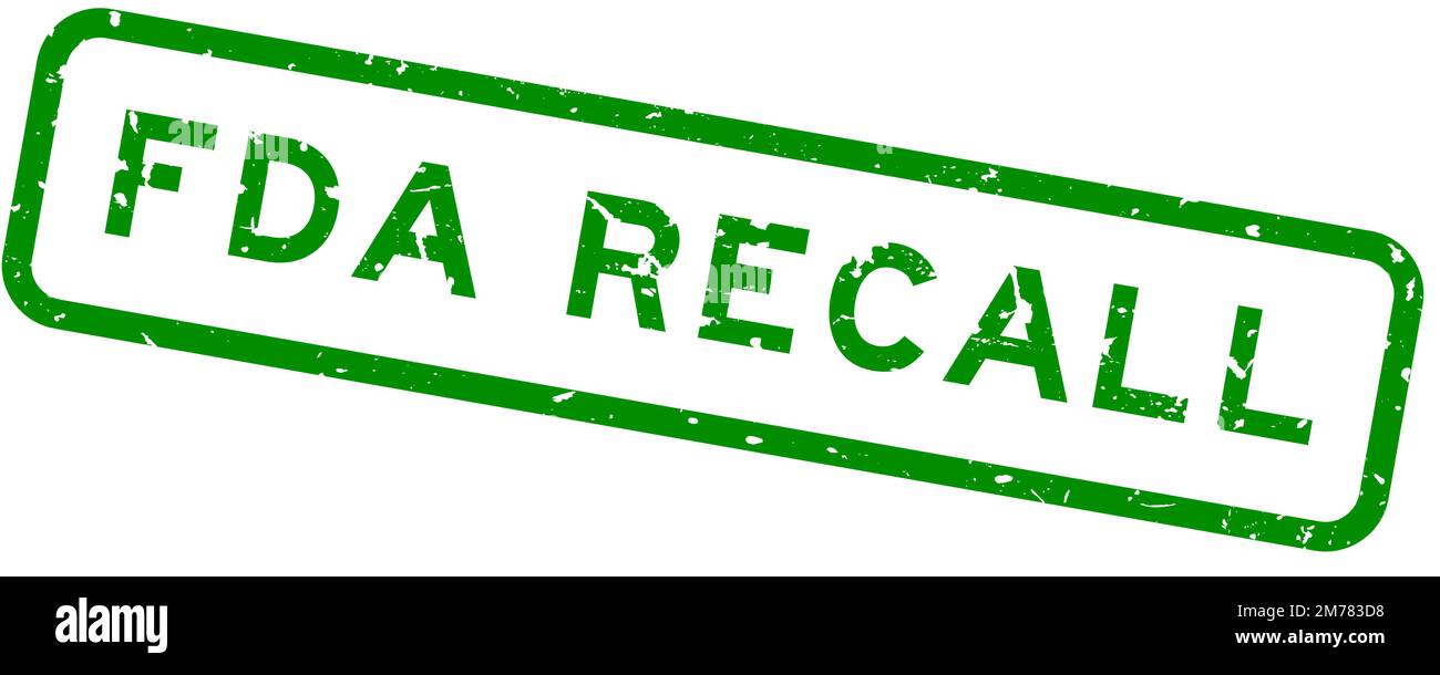 Grunge green fda recall word square rubber seal stamp on white ...