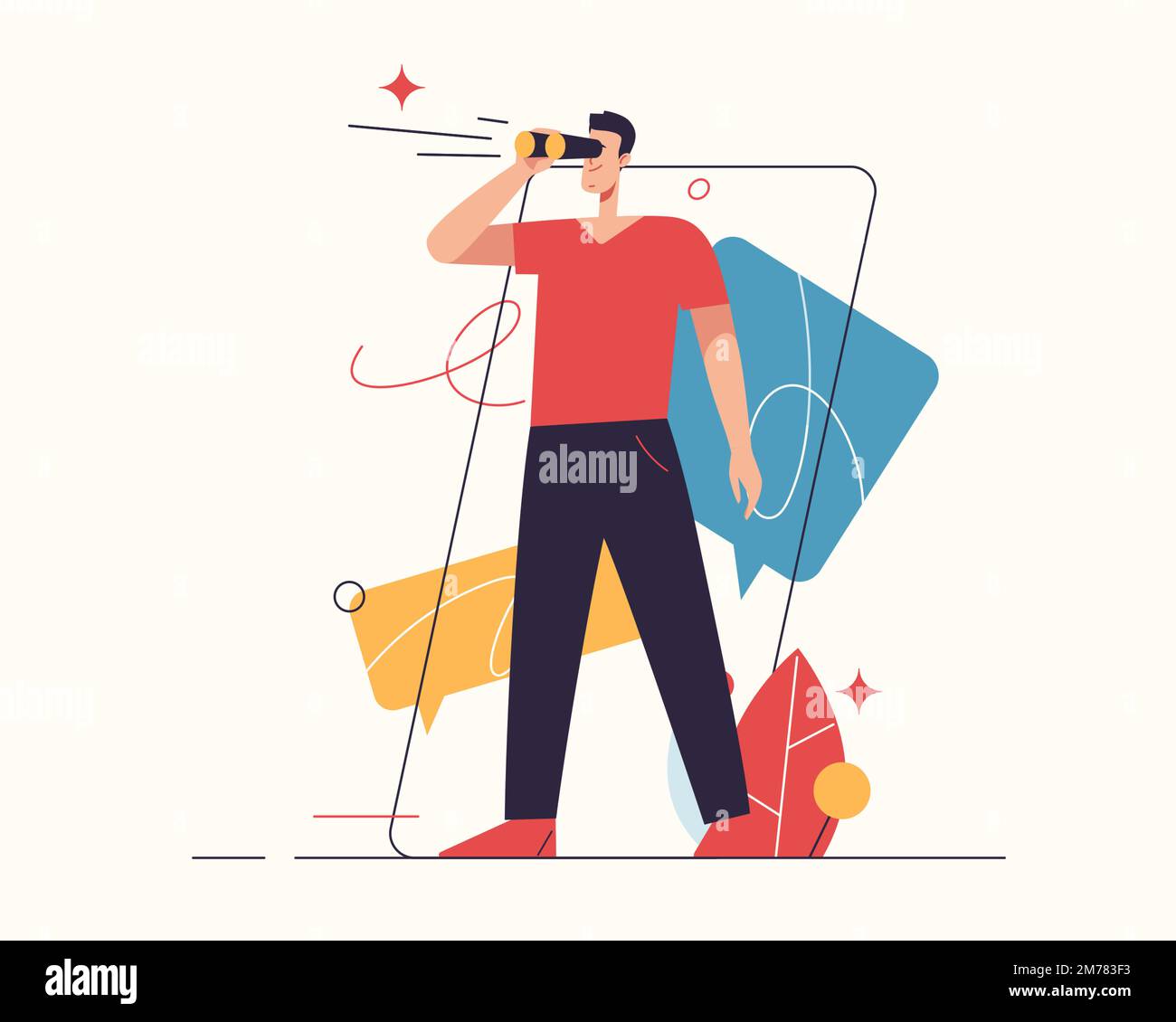 Vector illustration on the subject of searching of future opportunities ...