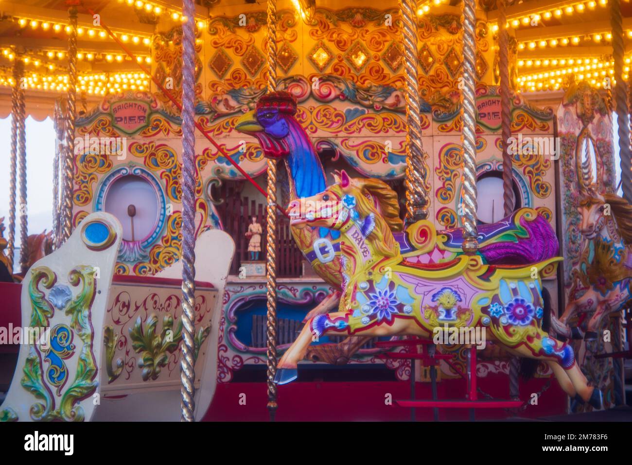 A horse on a carousel, Brighton Pier Stock Photo - Alamy