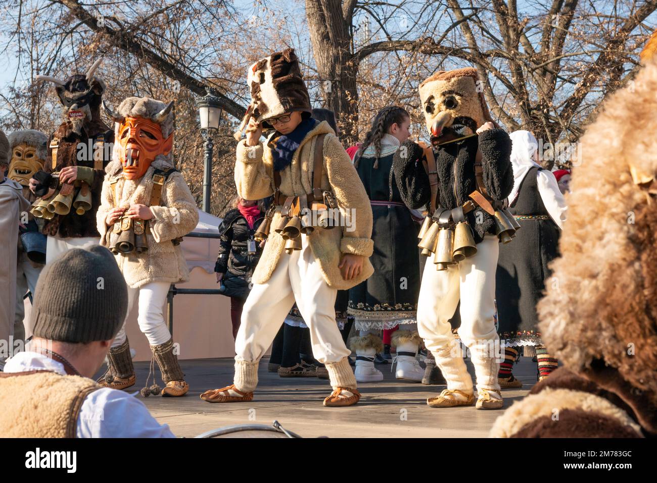 Sofia, Bulgaria. 08 January 2023. Kukeri dancers with intricate ...