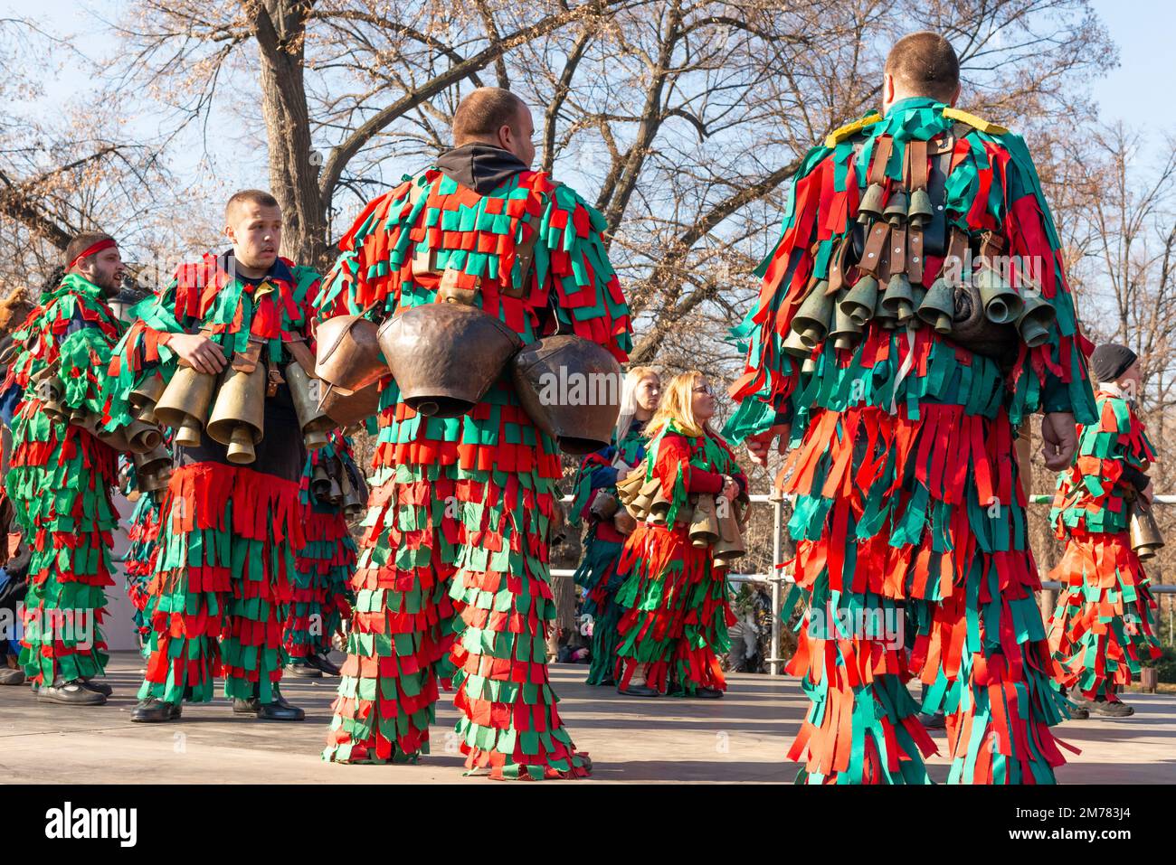Sofia, Bulgaria. 08 January 2023. Kukeri dancers with intricate ...