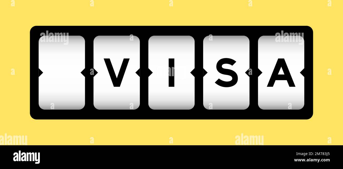 Black color in word visa on slot banner with yellow color background ...
