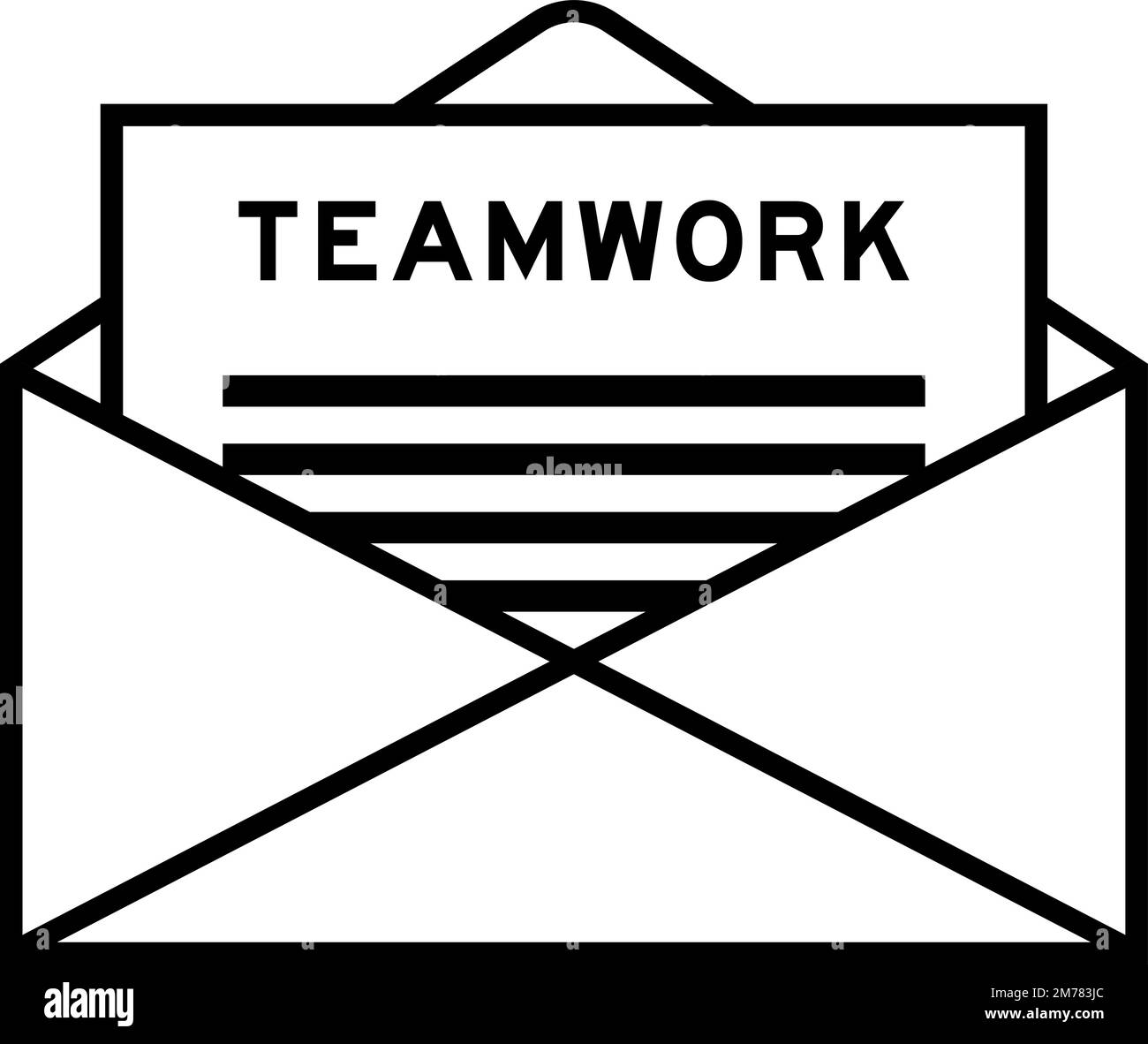 Envelope and letter sign with word teamwork as the headline Stock ...