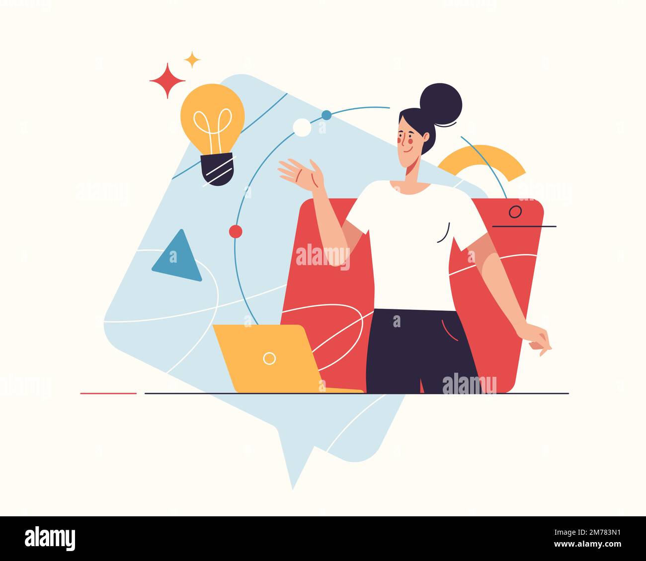 Vector illustration on the subject of creativity, generating innovative ...
