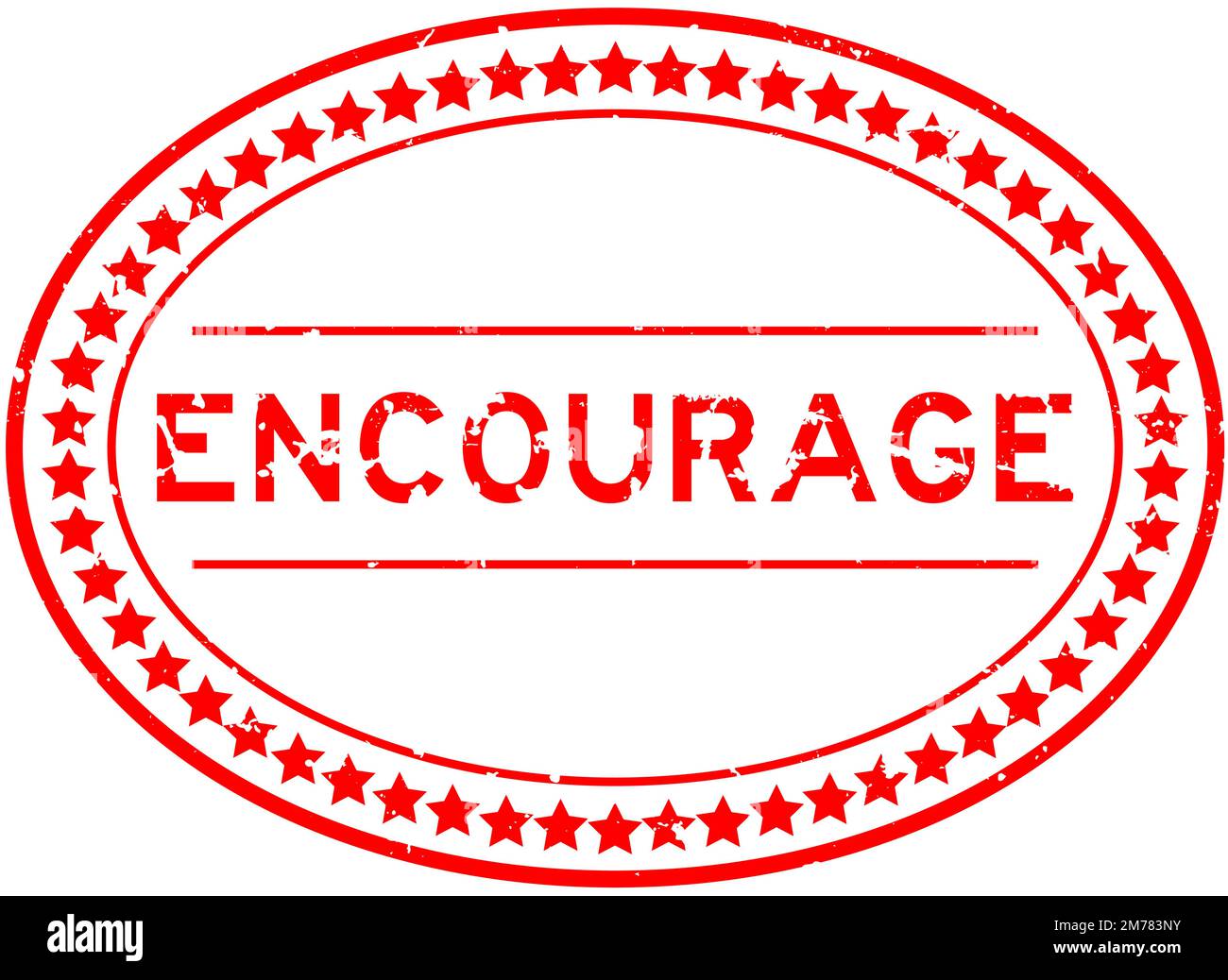 Grunge red encourage word oval rubber seal stamp on white background ...