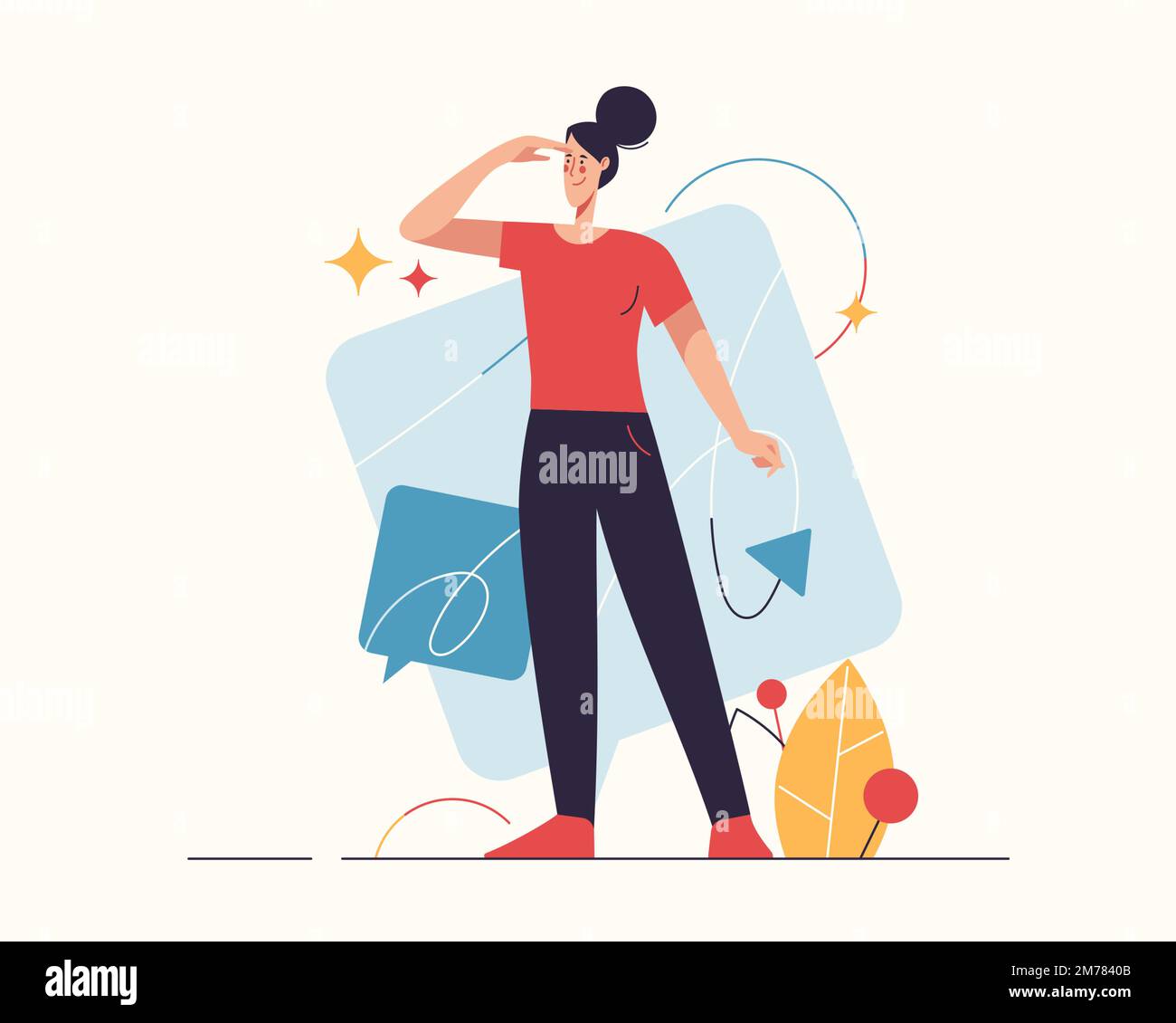 Vector illustration on the subject of searching of future opportunities ...