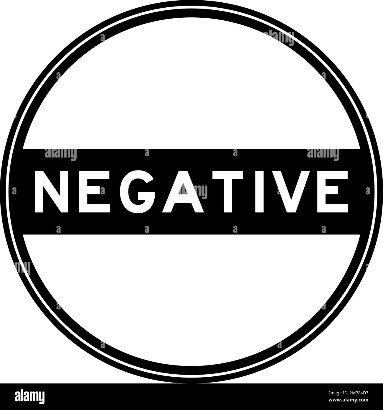 Black color round seal sticker in word negative on white background ...