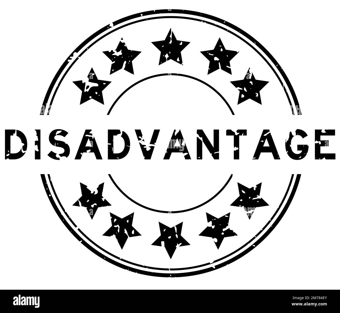 Grunge black disadvantage word with star icon round rubber seal stamp ...