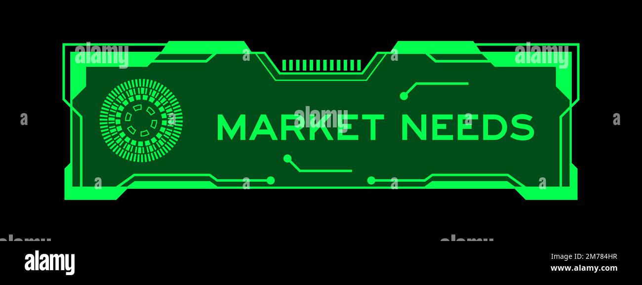 Green color of futuristic hud banner that have word market needs on ...