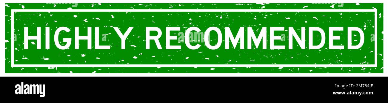 Grunge green highly recommend word square rubber seal stamp on white background Stock Vector ...