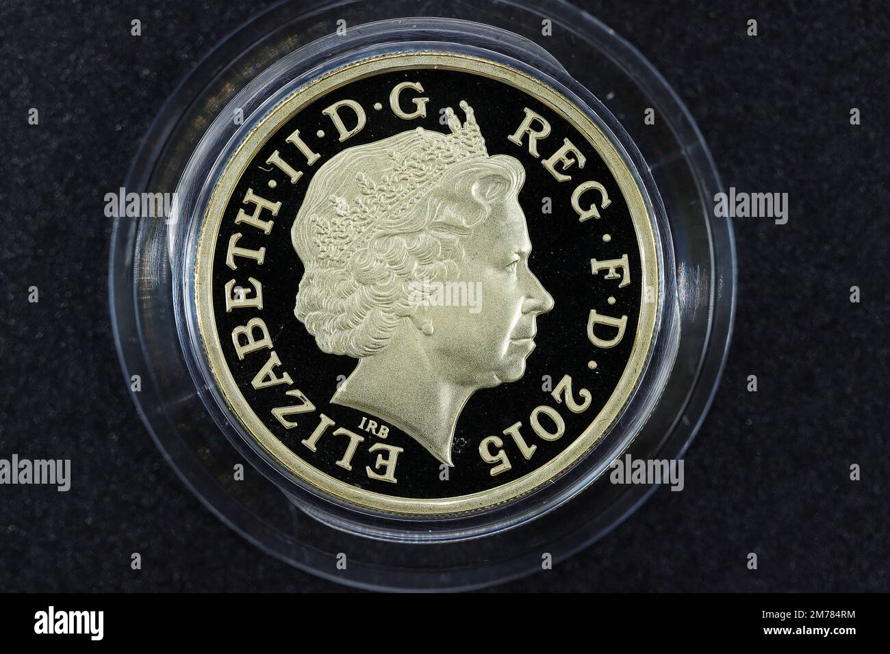 Obverse side of a £1 coin taken from a premium proof annual coin set ...