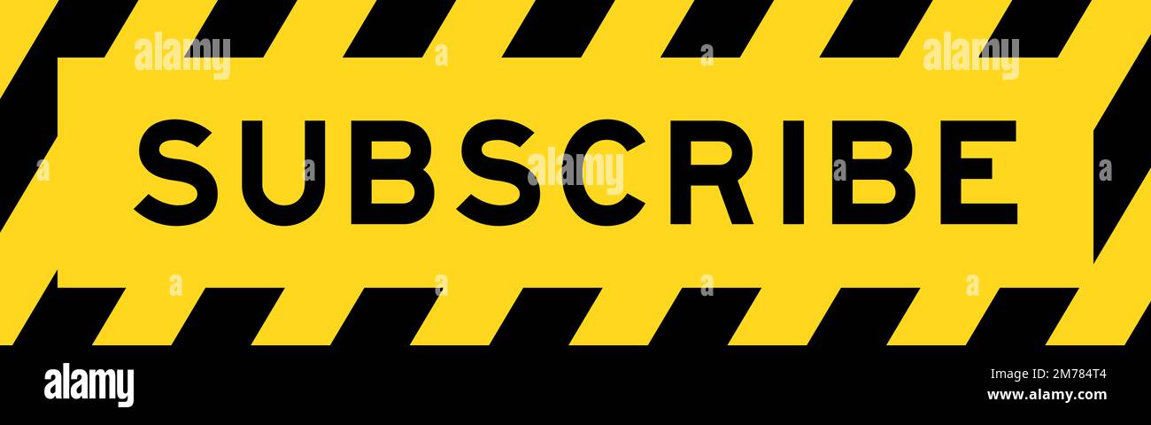 Yellow and black color with line striped label banner with word ...