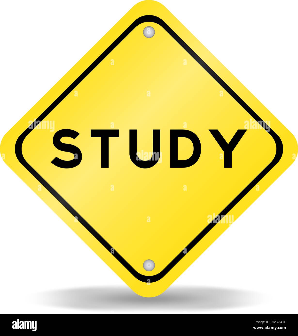Yellow color transportation sign with word study on white background ...
