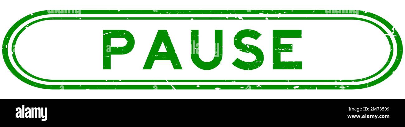 Grunge green pause word rubber seal stamp on white background Stock ...