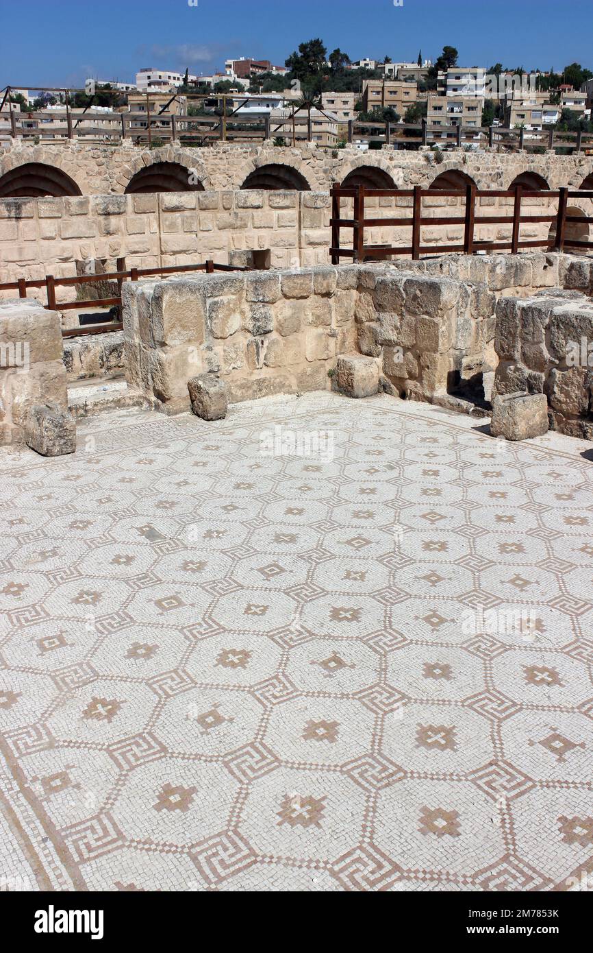 Restored mosaic floor of the Byzantine Church of Marianos (AD 570 -749 ...