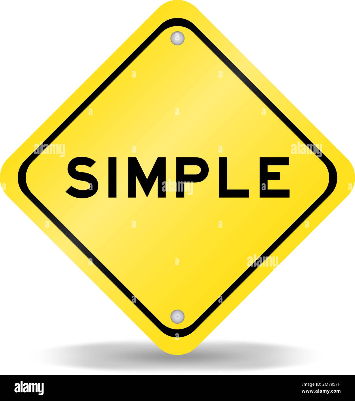 Yellow color transportation sign with word simple on white background ...