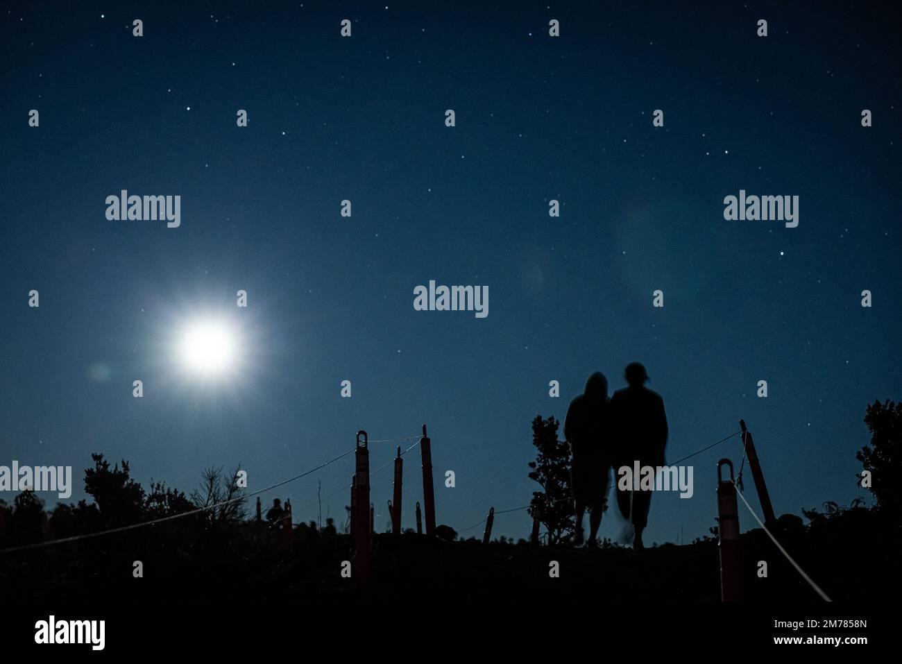 Volcano, HI, USA. 7th Jan, 2023. Moonlight walk to the observation area pictured as Hawaii's ...