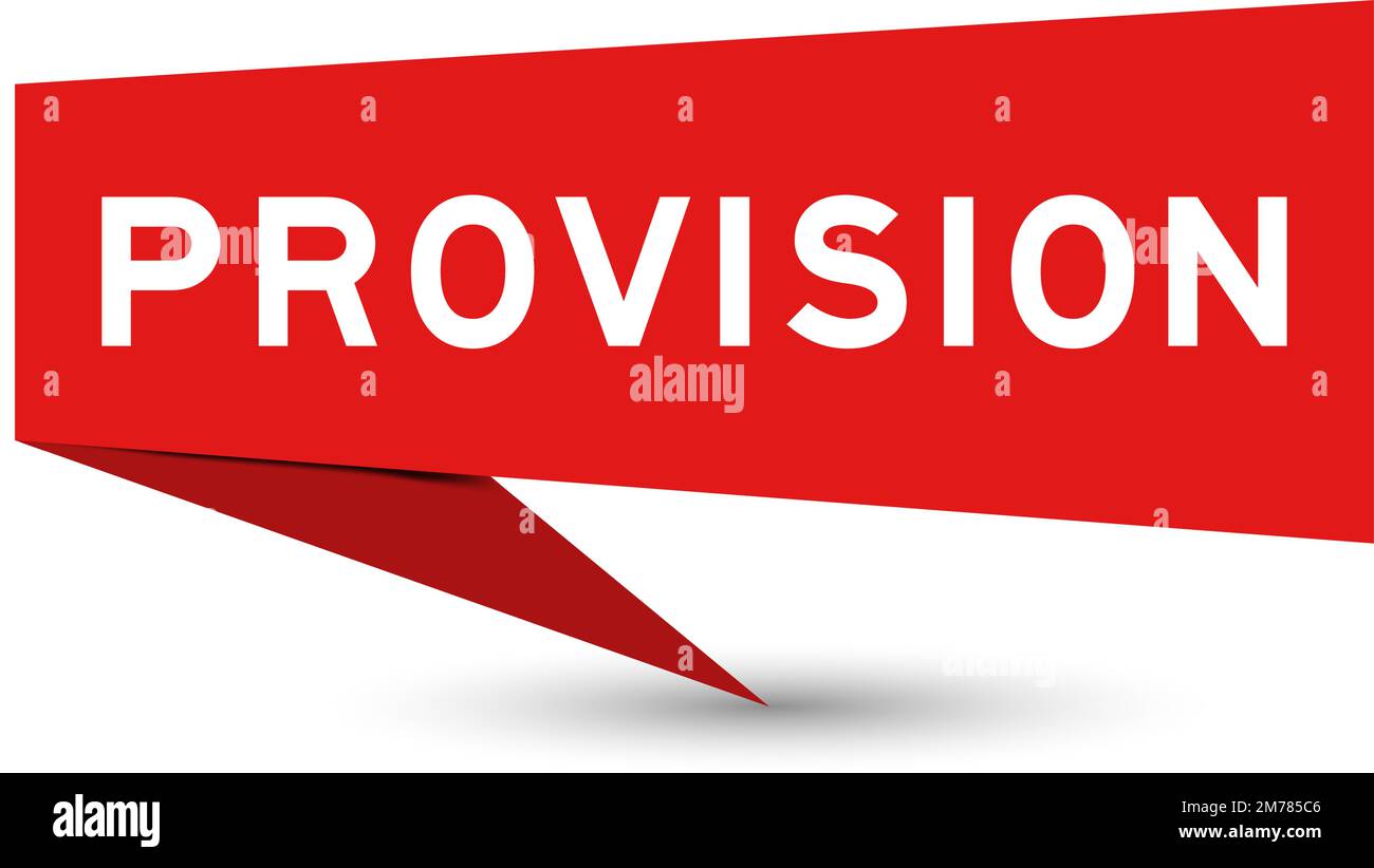 Red color speech banner with word provision on white background Stock ...
