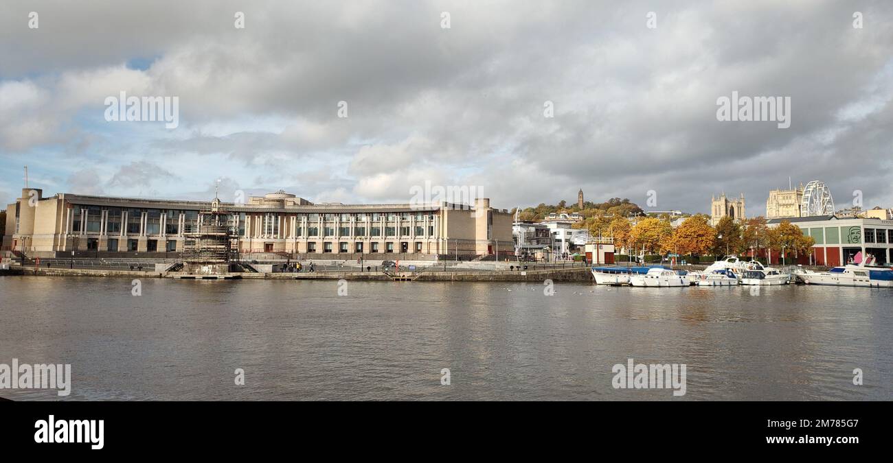 A panoramic shot of Bristol city in England with urban buildings in the ...