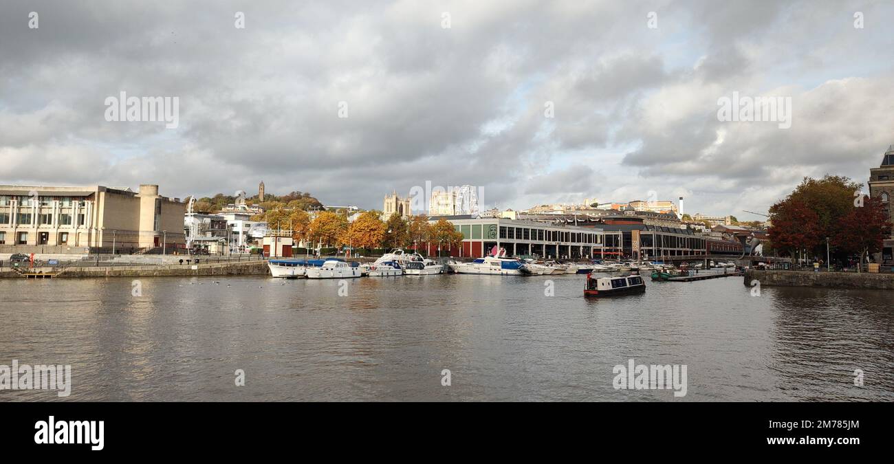 A panoramic shot of Bristol city in England with urban buildings in the ...