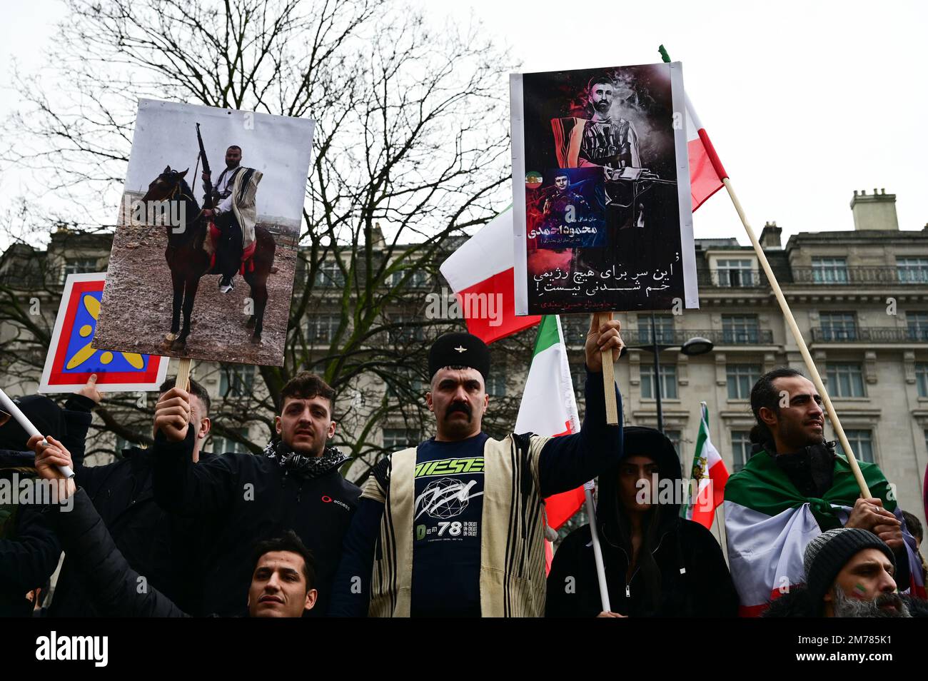 London, UK. 8th January 2023. Hundreds Iranian assembly demonstration ...