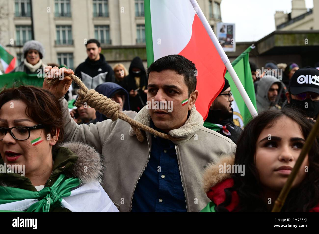 London, UK. 8th January 2023. Hundreds Iranian assembly demonstration ...