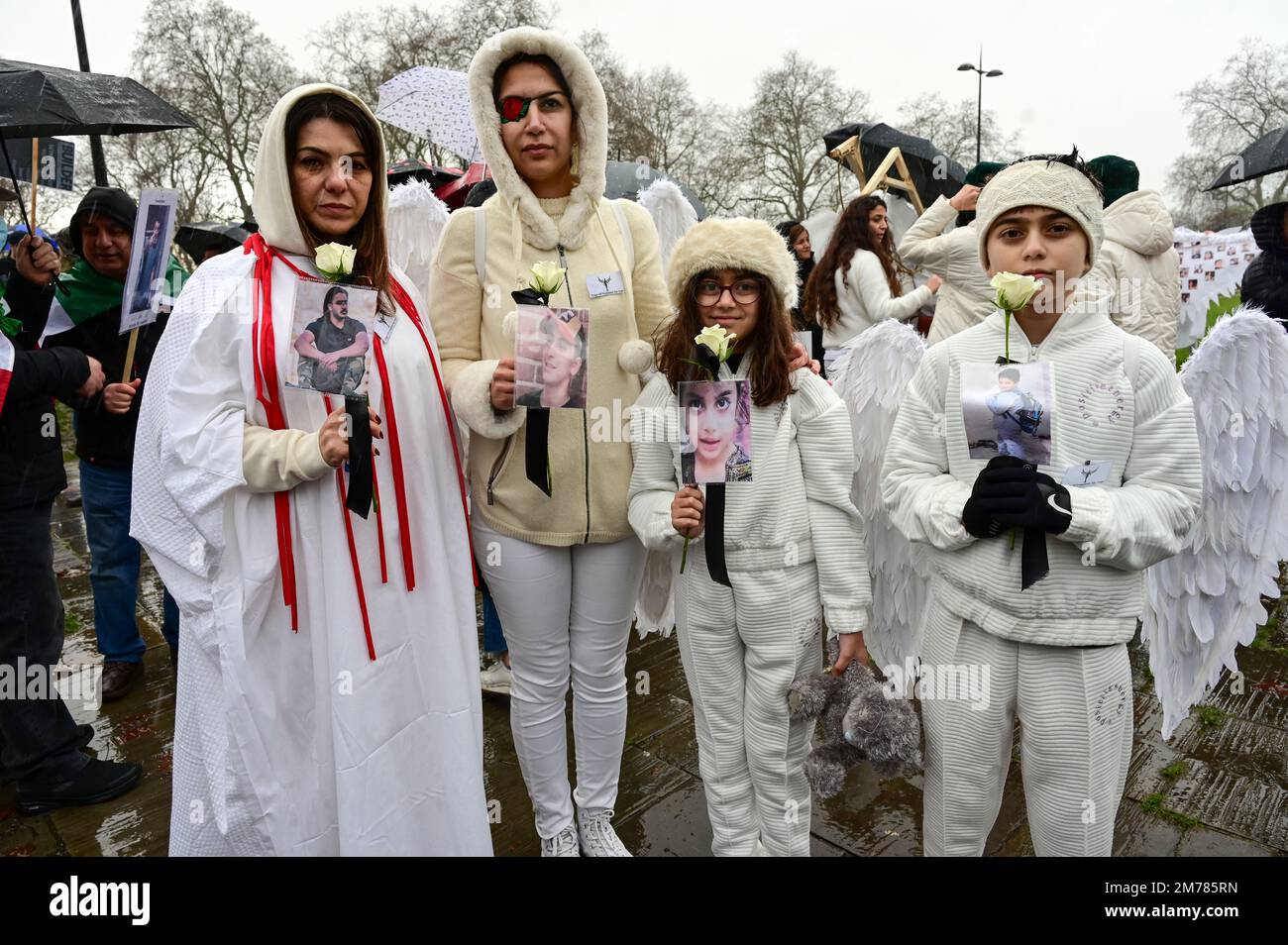 London, UK. 8th January 2023. Hundreds Iranian assembly demonstration ...