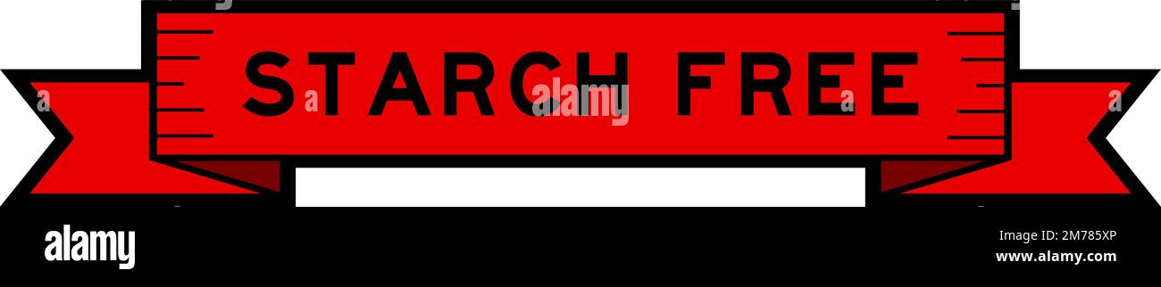 Ribbon label banner with word starch free in red color on white ...