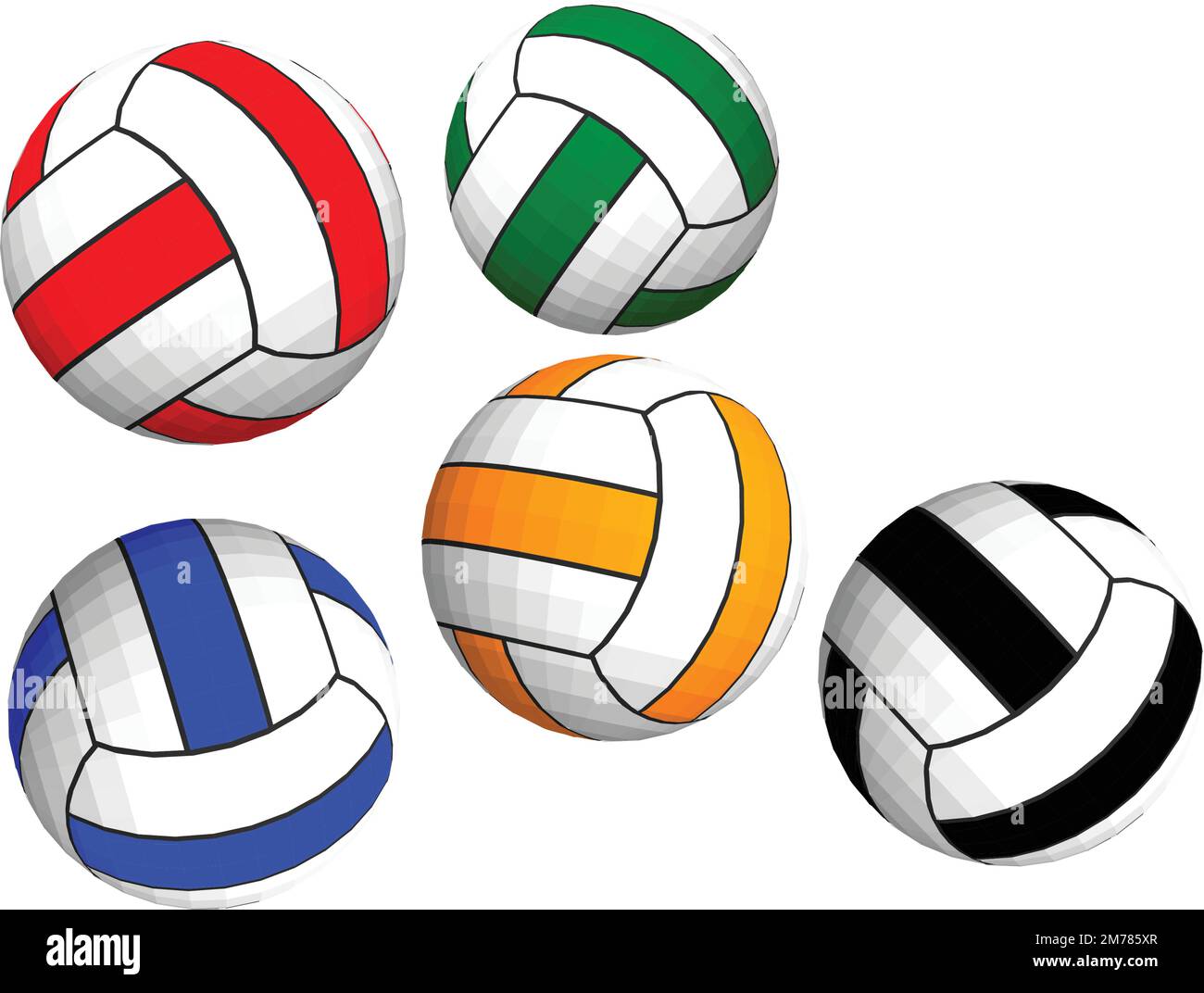 Abstract colourful volleyball silhouette isolated on white Stock Vector ...