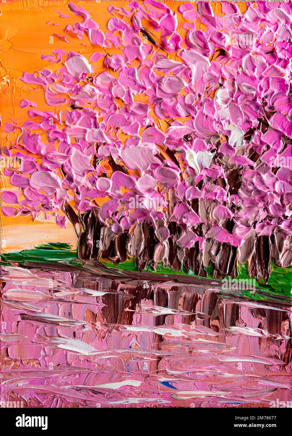 Japanese Cherry Blossom Oil Painting