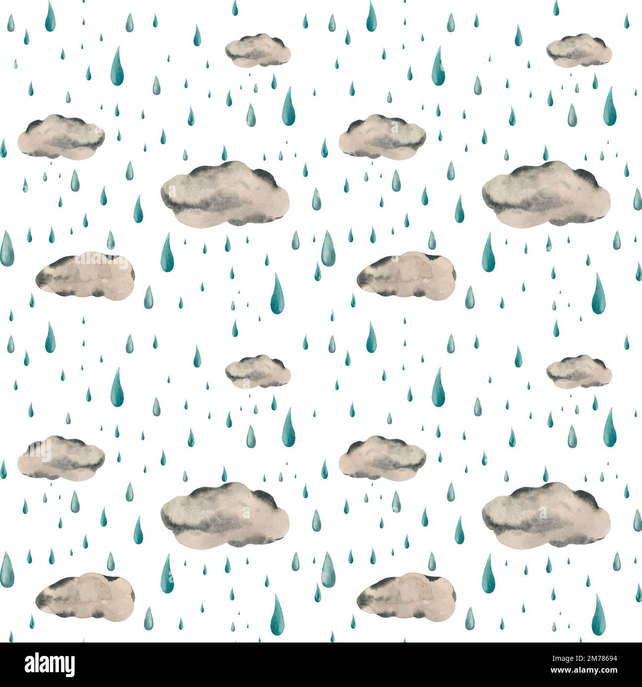 Cloud rainy grey drop simple pattern watercolor Stock Photo - Alamy