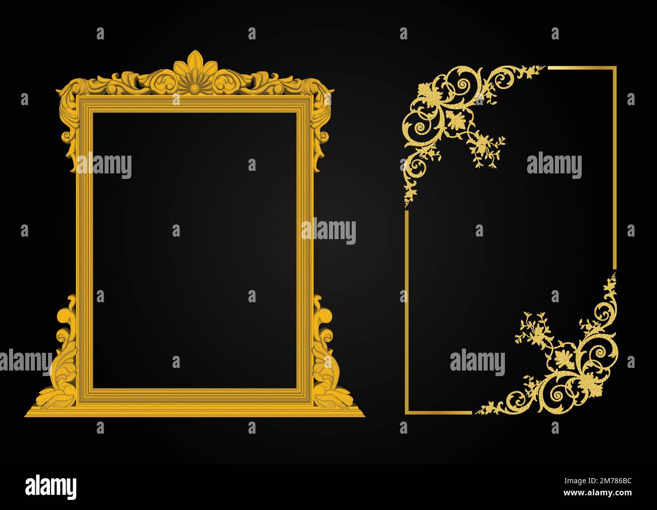 Old Antique Gold frame Isolated Decorative Carved Wood Stand Antique ...