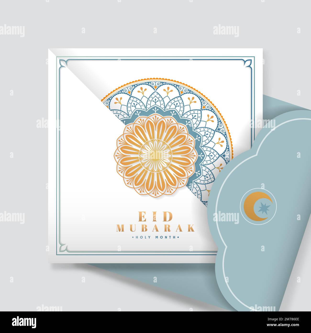 White and blue Eid Mubarak postcard vector Stock Vector Image & Art - Alamy