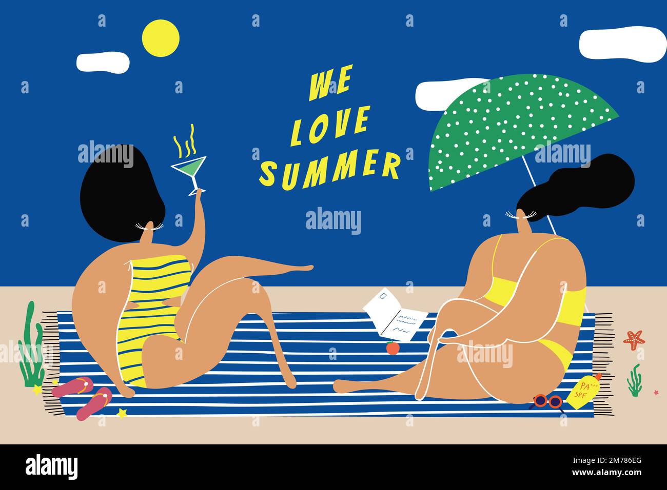Chubby Woman Beach Stock Vector Images Alamy