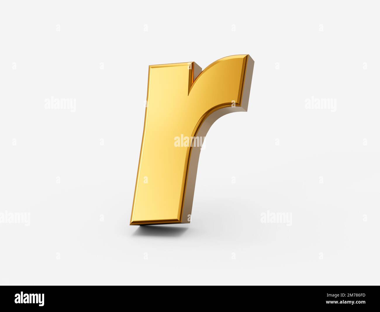 The 3d rendering of the Golden alphabet letter R on white isolated ...