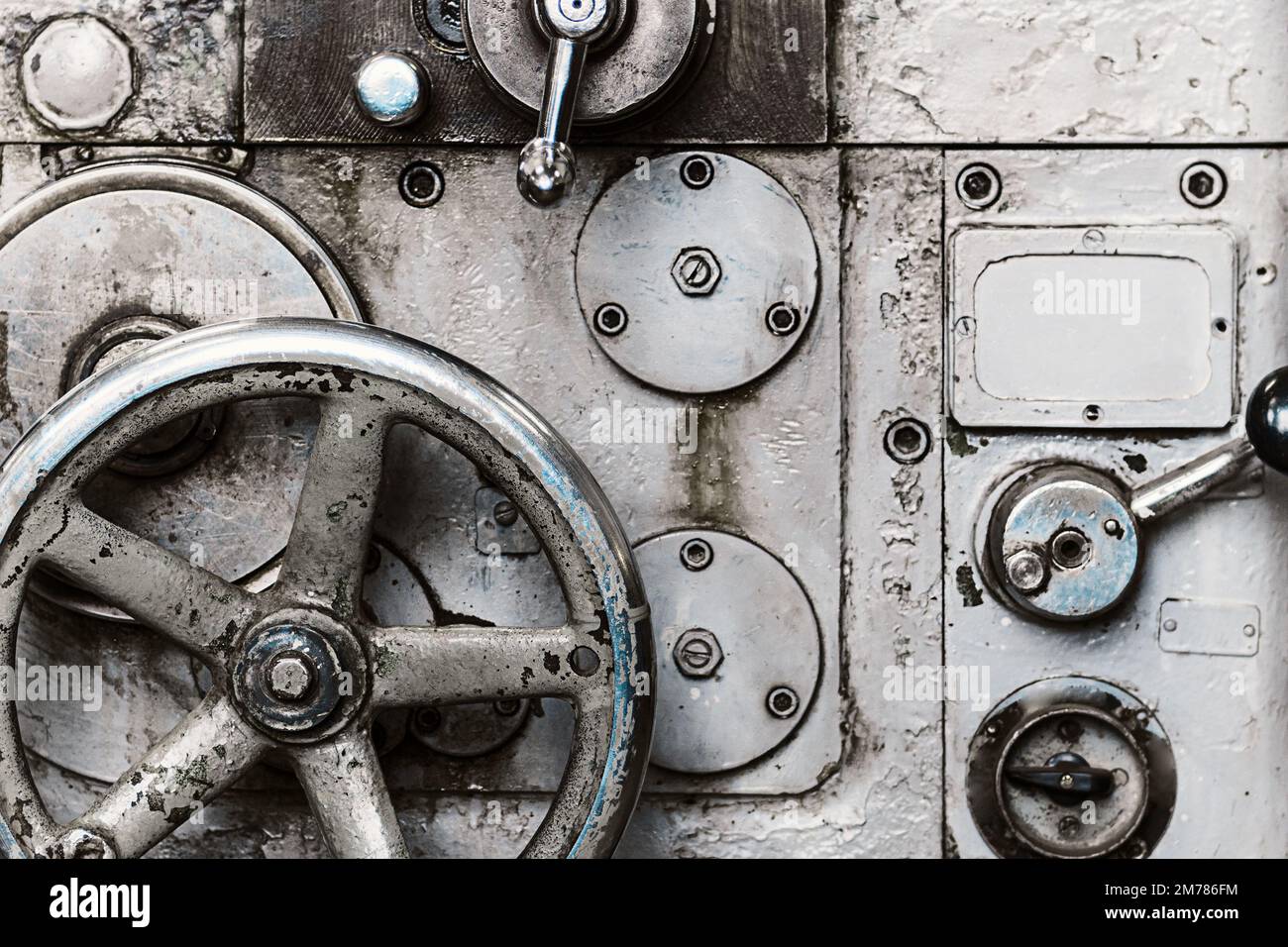 Old lathe for metal processing. Type of metal machine parts in lathe ...