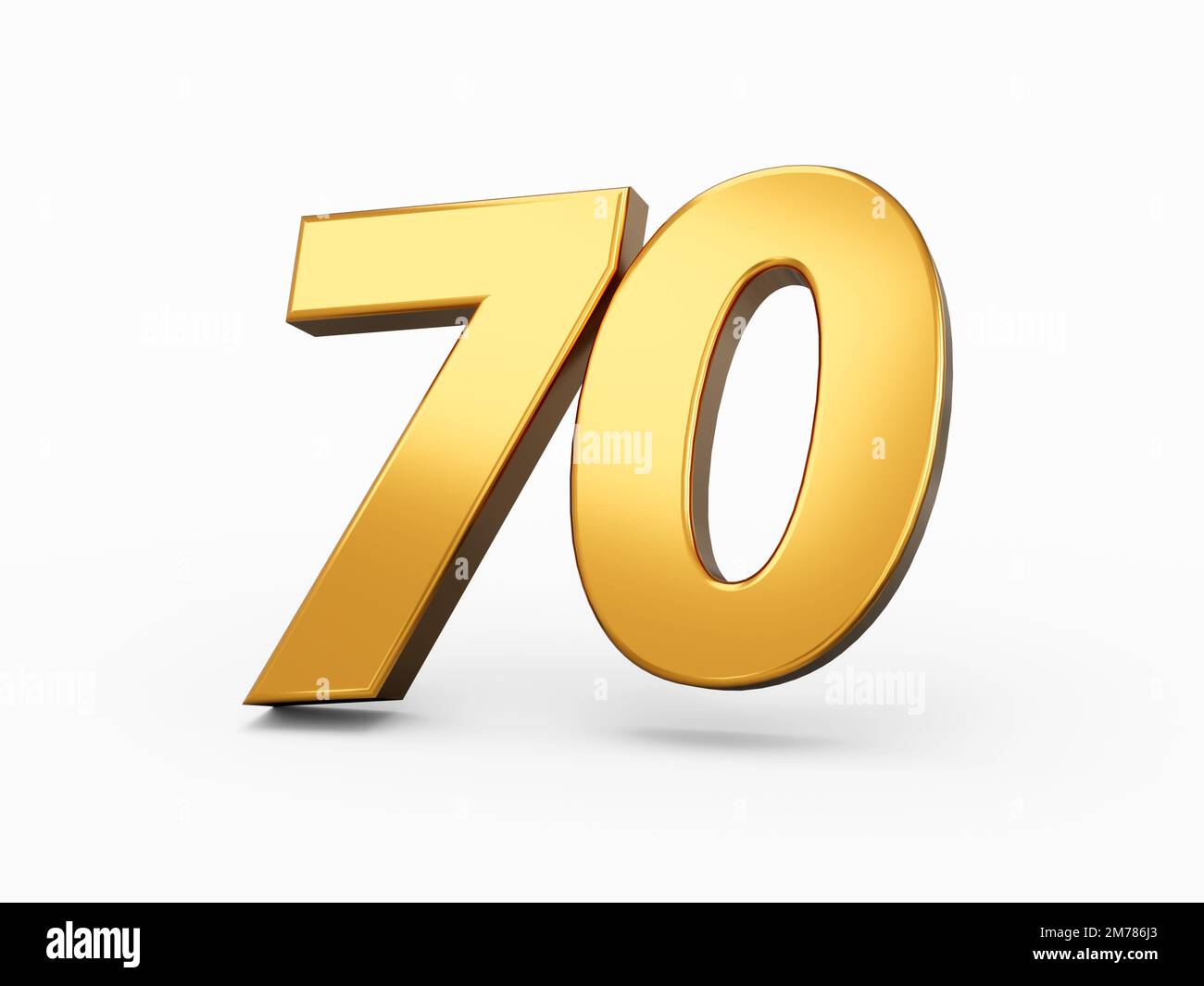 The 3d rendering of the Golden number 70 isolated on a white background ...