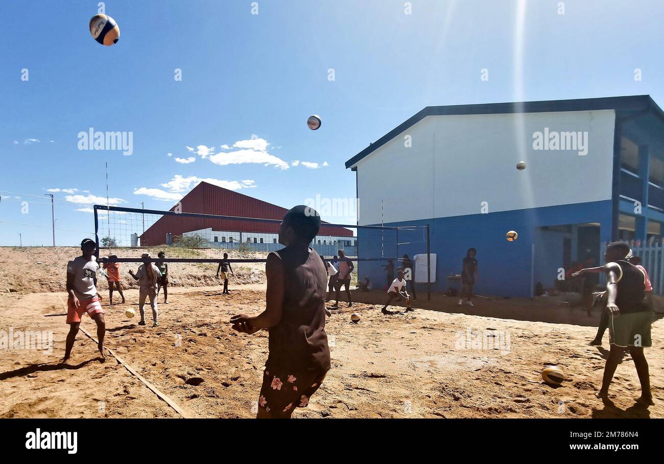 Windhoek, Namibia. 7th Jan, 2023. Young people participate in a ...