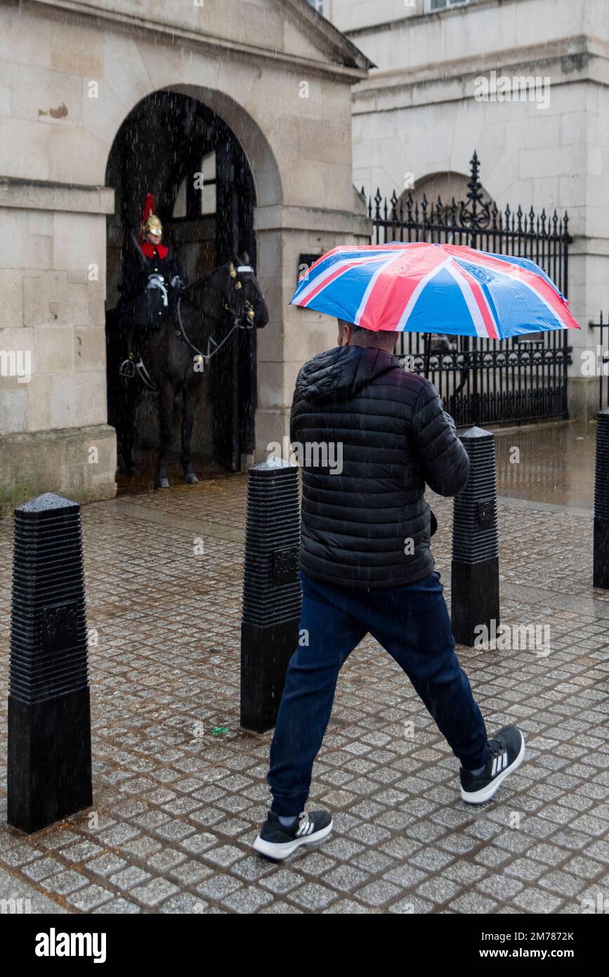 Whitehall, Westminster, London, UK. 8th Jan, 2023. Heavy rain has hit ...