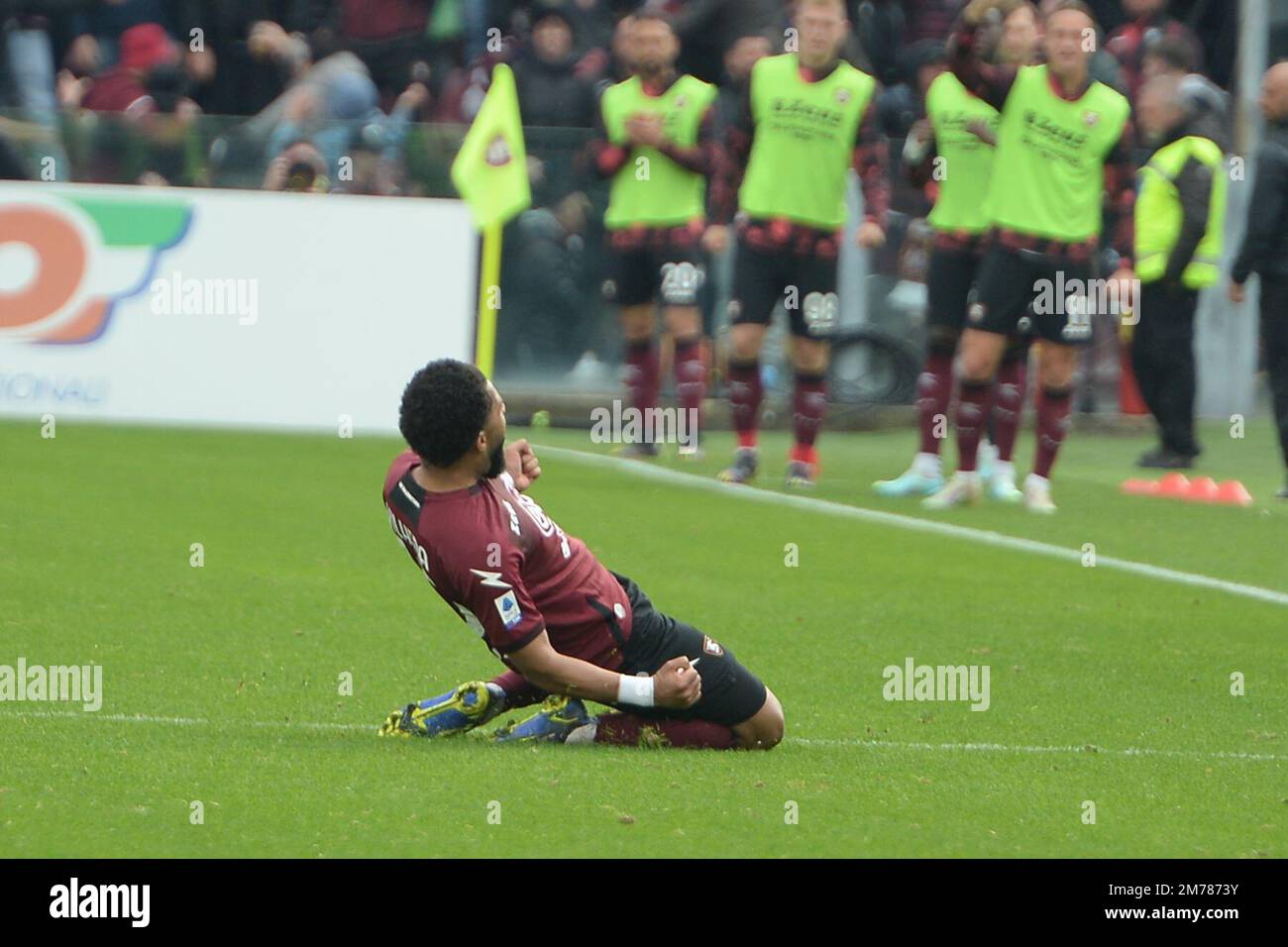 Tonny Vilhena of US Salernitana rejoices after scoring a goal of 1-1 ...