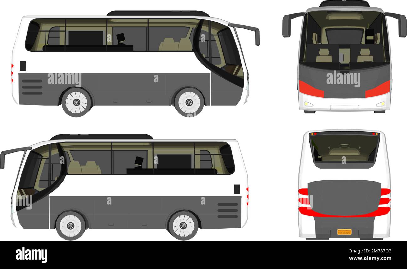 Set white, blue City bus template. Passenger transport. Vector ...