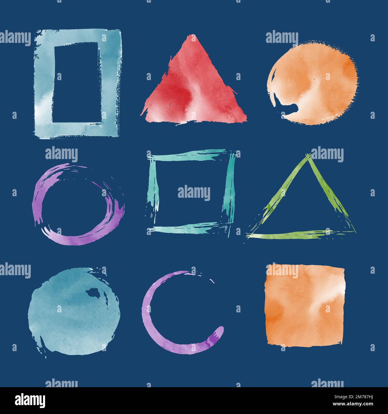 Watercolor geometric shapes vector set Stock Vector Image & Art - Alamy