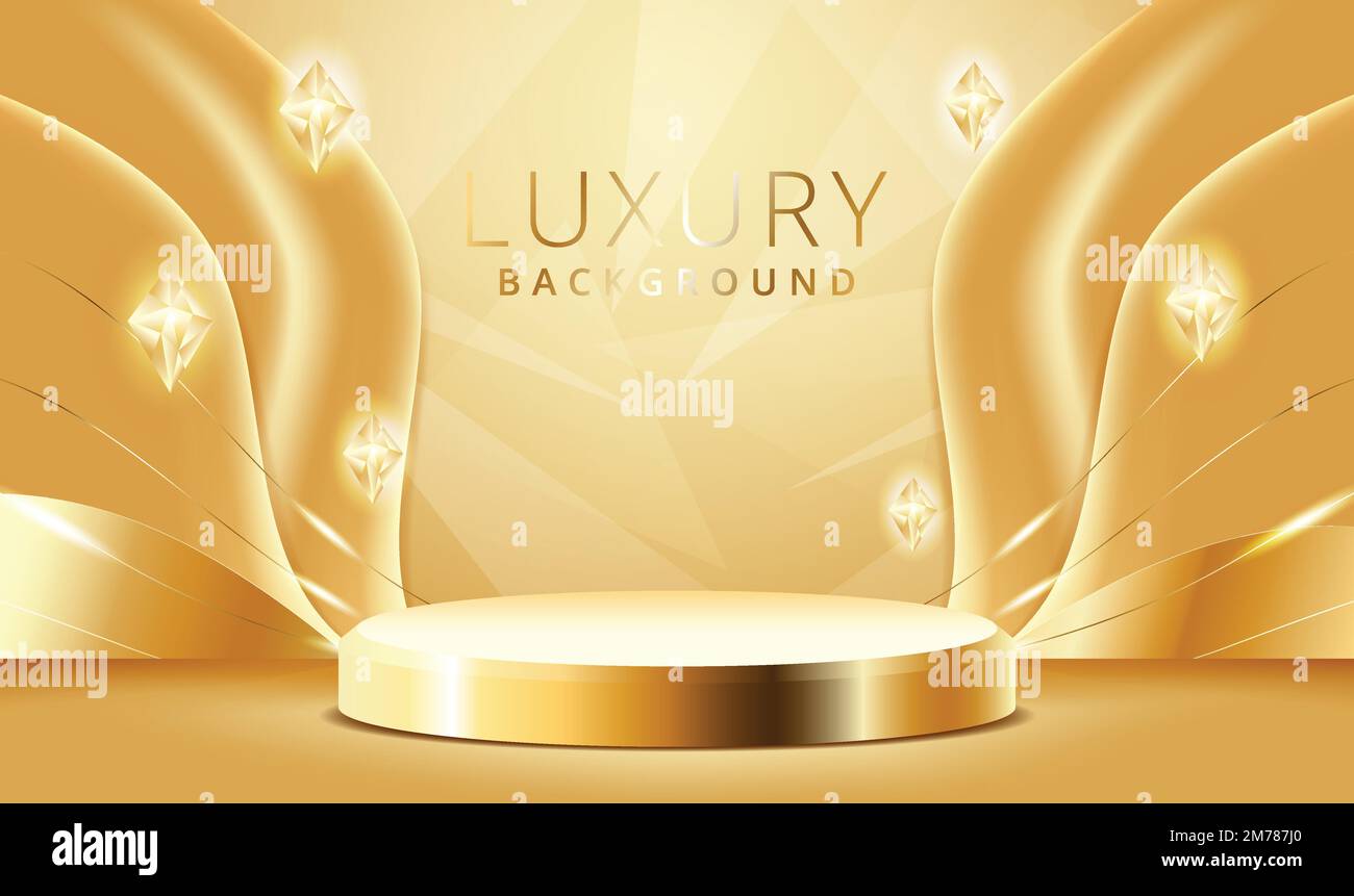Gold Luxury background with gold podium and curve effect design Stock ...