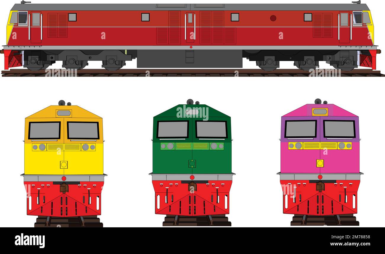 Vector Illustration: set procession Ancient train include Old steam ...