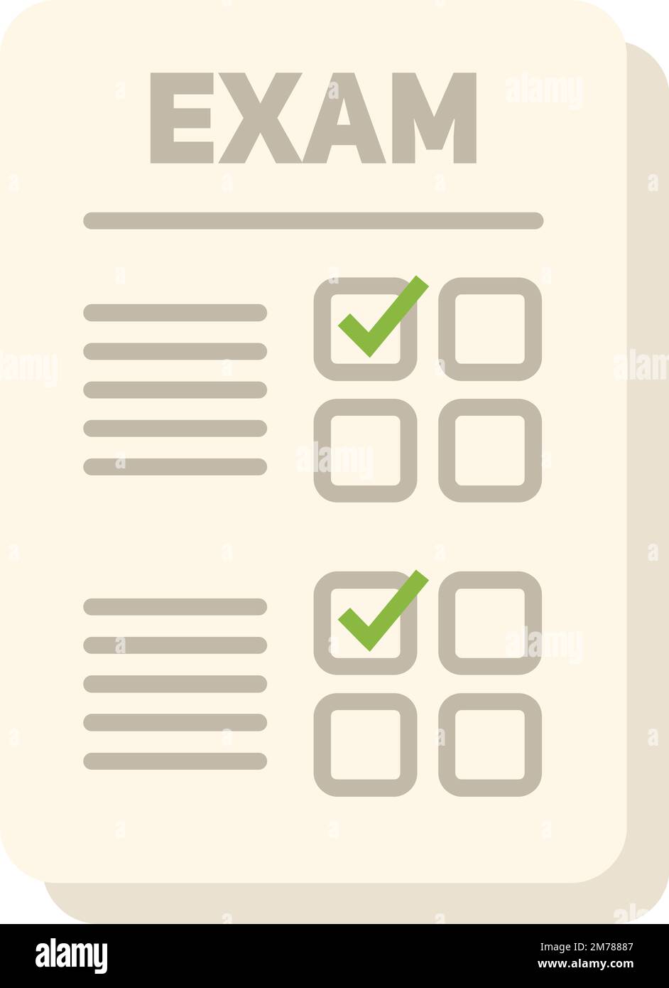Exam form icon flat vector. Paper check. Sheet mark isolated Stock ...