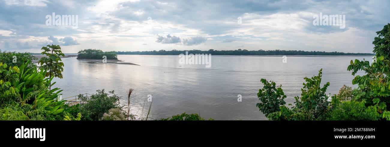 Panoramc view of Rio Napo, a tributary of the Amazon, flowing through ...