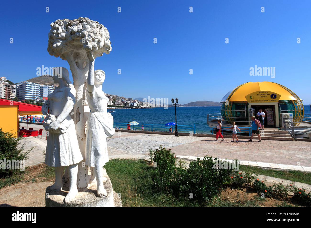 Statue on the promenade, Saranda Town, Saranda District, Southern ...