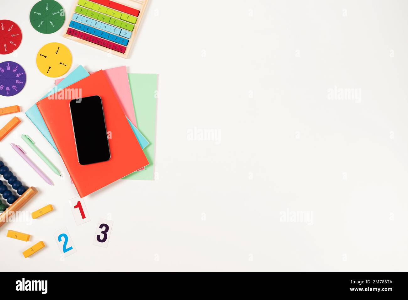 Mathematics learning resources on white background. Online learning ...