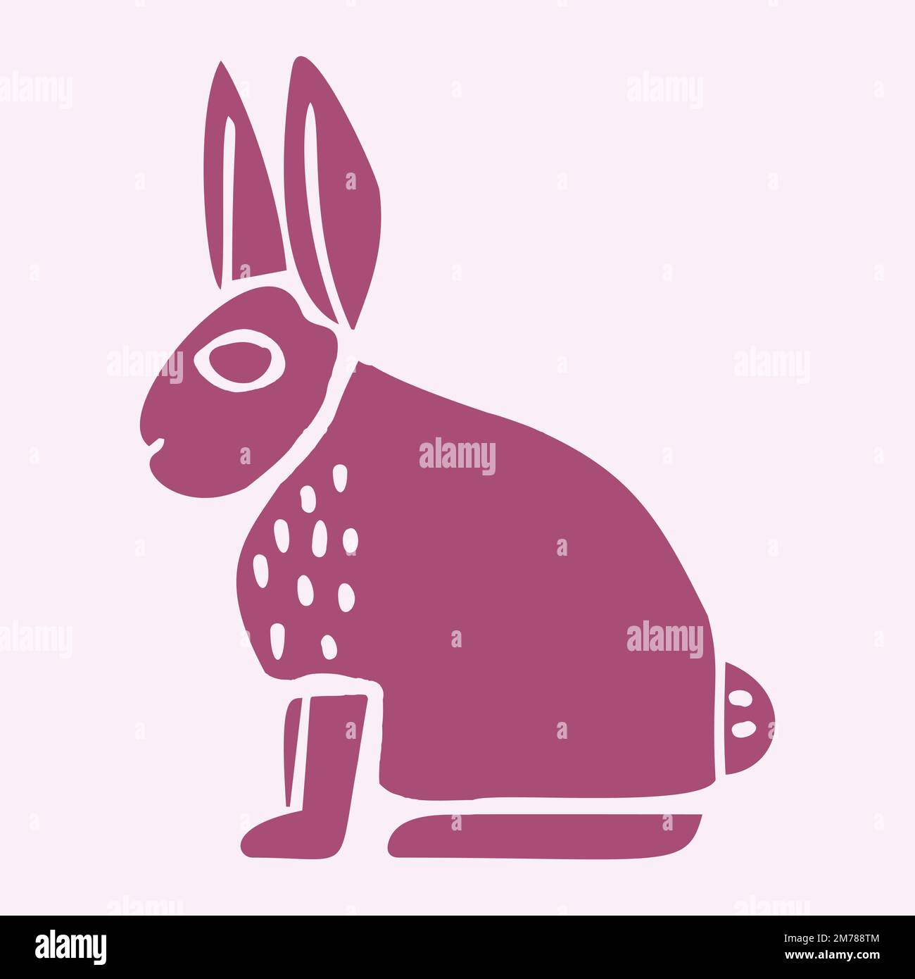 2023 year of the rabbit easter bunny vector doodle. Viva magenta cute ...