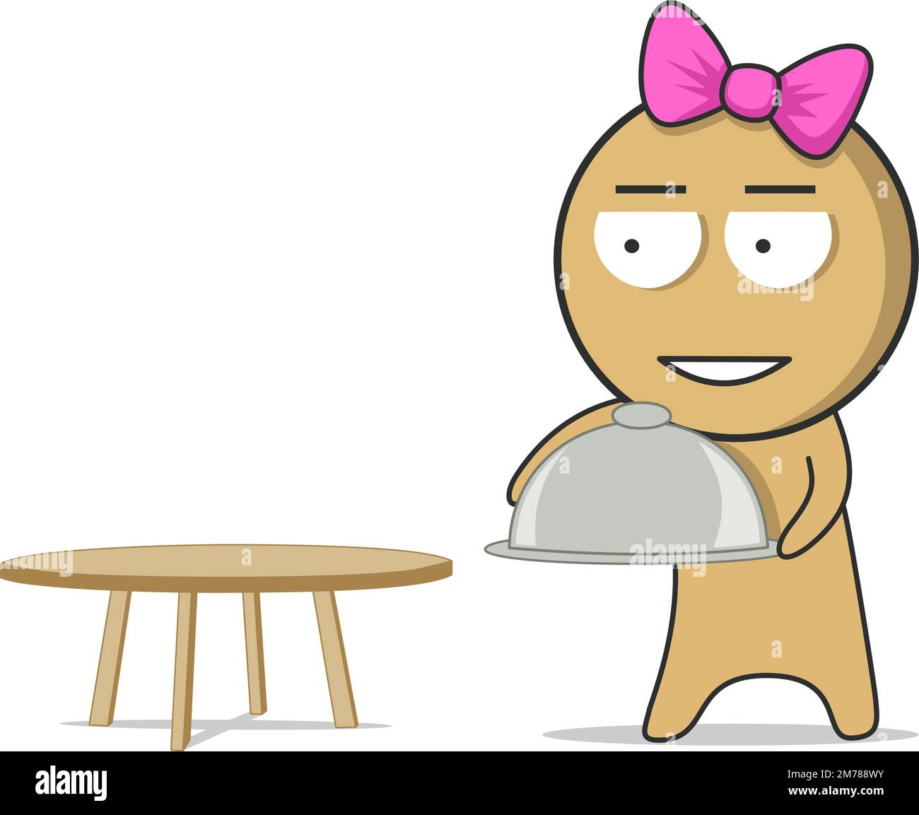Girl with a tray in her hands Stock Vector Image & Art - Alamy